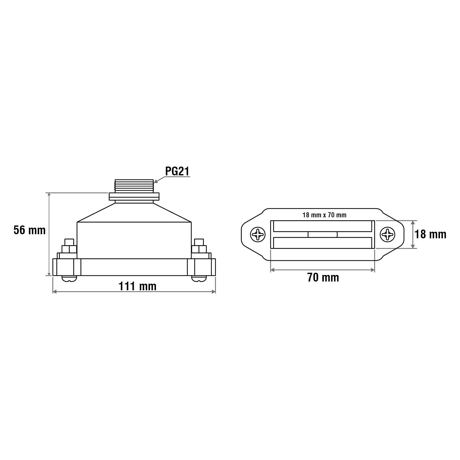 Cable Gland for Flatform Cable PG21(18mmx70mm) - VASEL Electromechanic